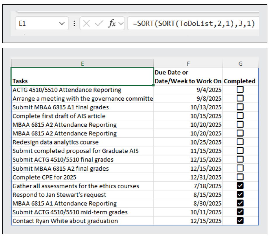 Create a dynamic to-do list with Excel’s checkboxes