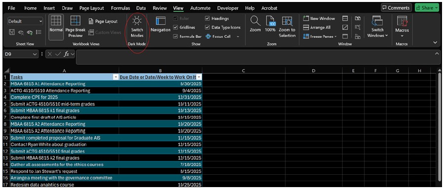 Excel’s Dark Mode: A subtle change that makes a big difference
